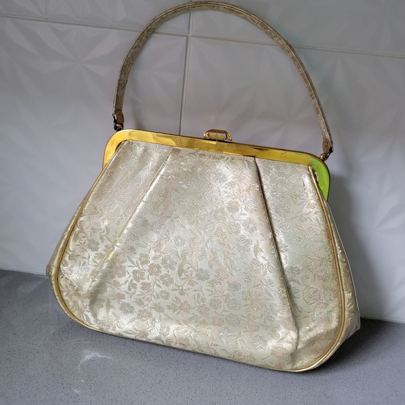 JR Florida | Bags | Vintage Gold Brocade Vinyl Handbag Jr Florida Purse ...